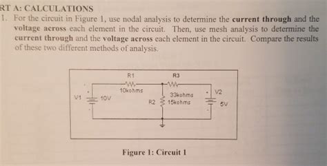 solved rt a calculations 1 for the circuit in figure 1