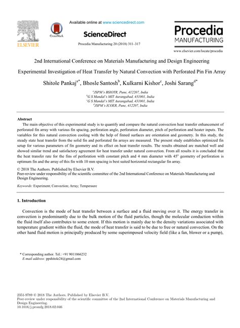 Pdf Experimental Investigation Of Heat Transfer By Natural Convection