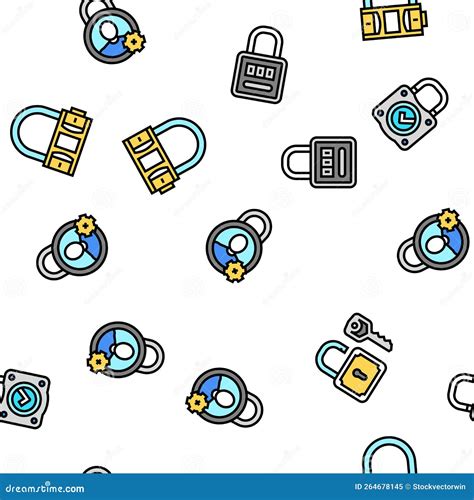 Padlock Lock Safe Password Key Vector Seamless Pattern Stock Vector Illustration Of Safe