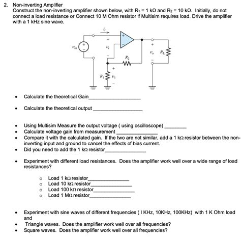 Solved Non Inverting Amplifier Construct The Chegg