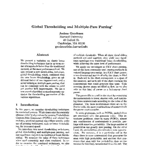 Global Thresholding And Multiple Pass Parsing Acl Anthology