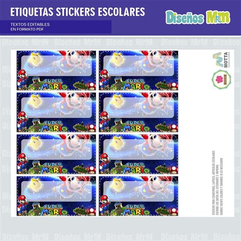 Etiquetas Stickers Escolares Mario Bros