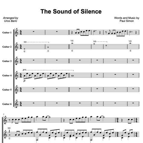 The Sound Of Silence Guitar Sextet Arr Uros Baric Baros Records