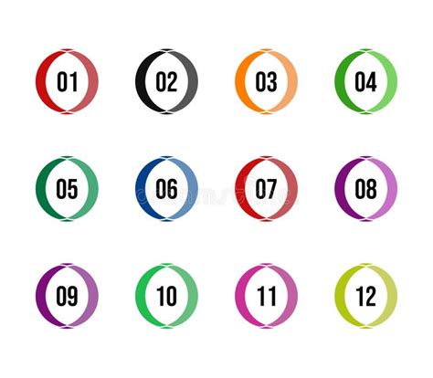 Colorful Gradient Round Shape Bullet Point Set From One To Twelve Stock