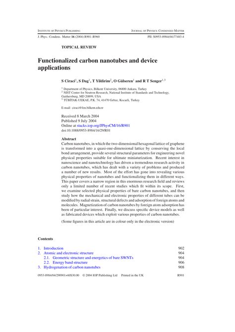 Pdf Functionalized Carbon Nanotubes And Device Applications