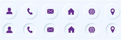 Ui 디자인을 위한 벡터 뉴모픽 스타일 연락처 버튼 세트 프리미엄 벡터