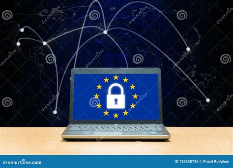 General Data Protection Regulation Laptop On A Table Blue Screen