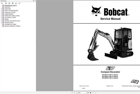 Bobcat Machinery E17 Service Manual 7255011 2020 Pdf