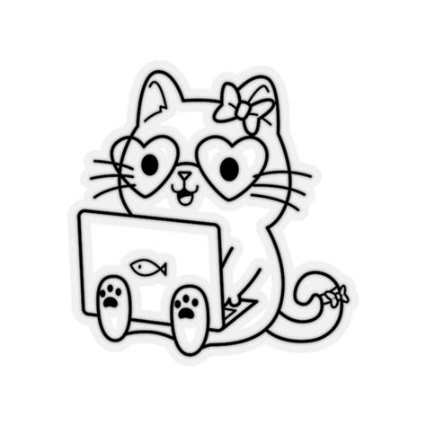 Nerd Cat Girl Kiss Cut Stickers Retailcats