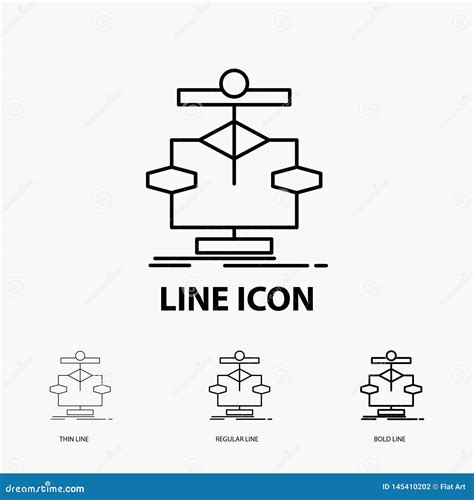 Algorithm Chart Data Diagram Flow Icon In Thin Regular And Bold Line Style Vector
