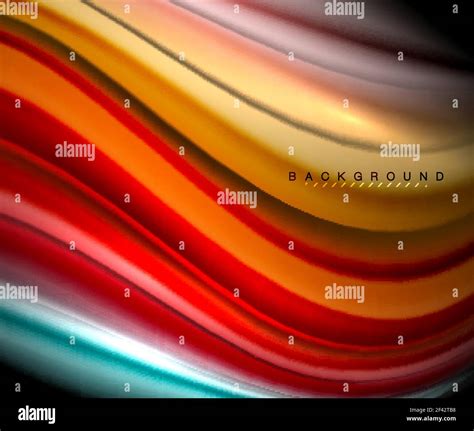 Fluid Wavy Multicolored Lines On Black Fluid Wavy Multicolored Lines