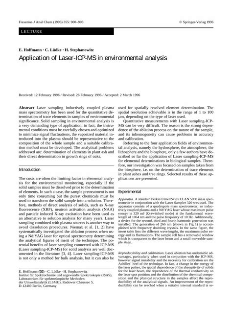 Pdf Application Of Laser Icp Ms In Environmental Analysis Dokumentips