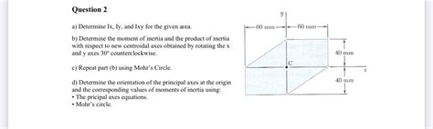 Solved A Determine Ix Iy And Ixy For The Given Area B
