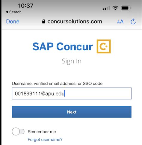 Log In To Concur Mobile App Service Desk