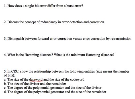 solved 1 how does a single bit error differ from a burst