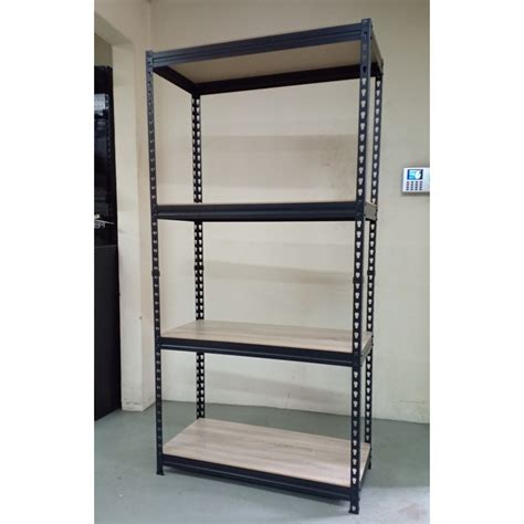 [re409018h] Black Multipurpose 4 Tier Boltless Rack Rak Simpanan Rak Buku Rak Pameran多用途4