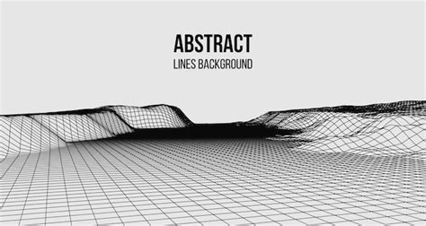 Premium Vector Wireframe Landscape Wire Wireframe Terrain Landscape