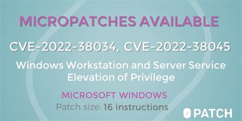 Micropatches Released For Windows Workstation And Server Service