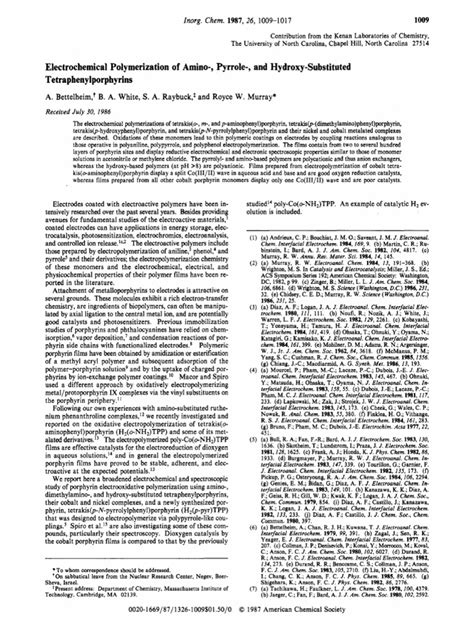 Electrochemical Polymerization Of Amino Pyrrole And Hydroxy Substituted