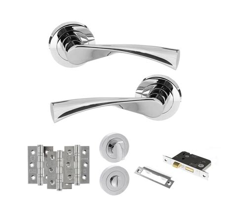 Status Colorado Door Handle Bathroom Pack 3 Ball Bearing Hinges X3
