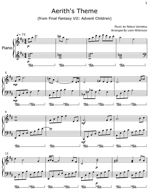 Aeriths Theme Sheet Music For Piano