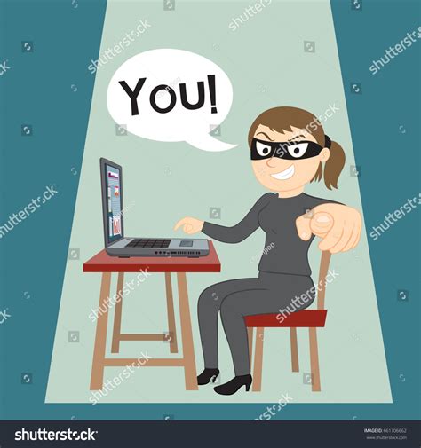 Computer Female Hacker Laptop Computer Vector Stock Vector Royalty Free Shutterstock