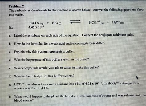 Solved Problem 7 The Carbonic Acid Carbonate Buffer Reaction