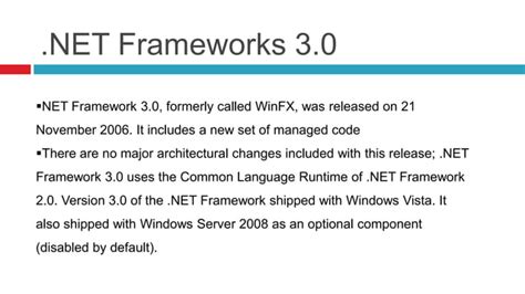 Dotnet Frameworks Version History Pptx