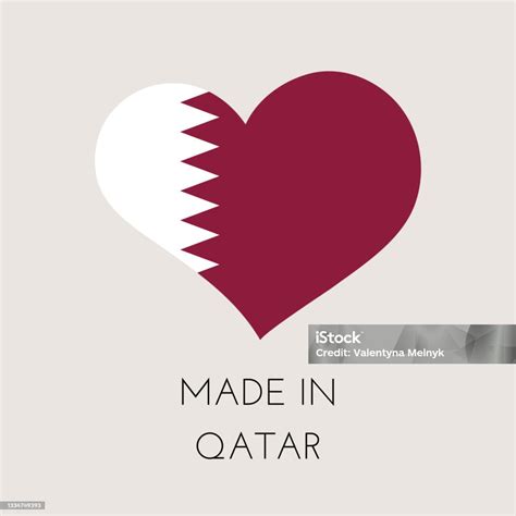 카타르 플래그와 하트 모양의 라벨 카타르 스티커로 제작되었습니다 공장 제조 및 생산 국가 개념 벡터 스톡 일러스트레이션 고무도장에 대한 스톡 벡터 아트 및 기타 이미지