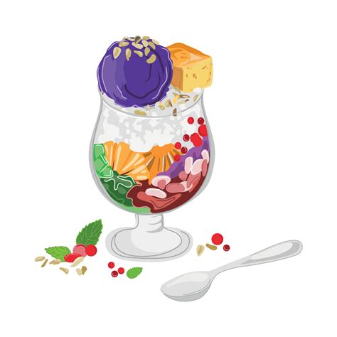Halo Halo Or Traditional Shaved Ice Milk With Various Fruits And Sweet