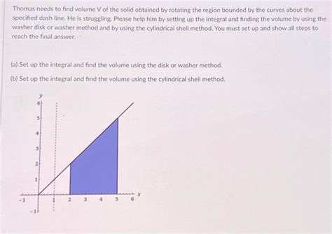 Solved Thomas Needs To Find Volume V Of The Solid Obtained