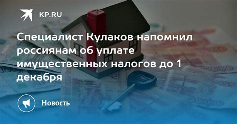 Специалист Кулаков напомнил россиянам об уплате имущественных налогов до 1 декабря Kp Ru