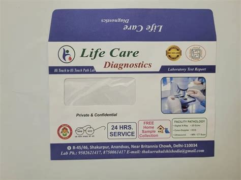 Paper Printed Pathology Lab Report Envelope Size 6x9 Inch At ₹ 1 90 Piece In New Delhi