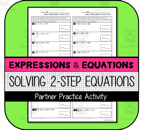 Solving 2 Step Equations PARTNER PRACTICE By Teach Simple