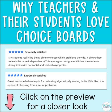 Evaluating Limits Practice Calculus Review Choice Board Activity