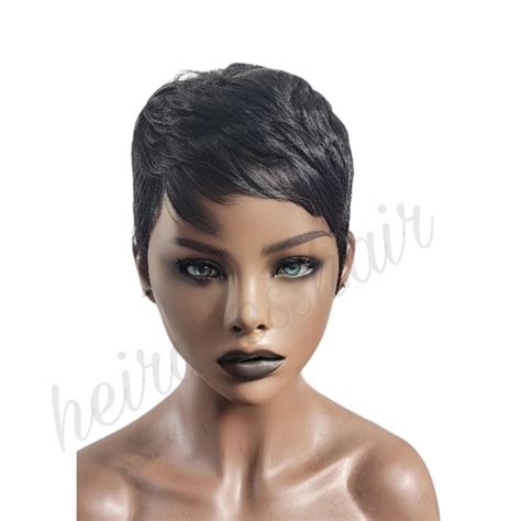 Tess Pixie Wig Short Tapered Razor Cut Human Hair Wig Etsy
