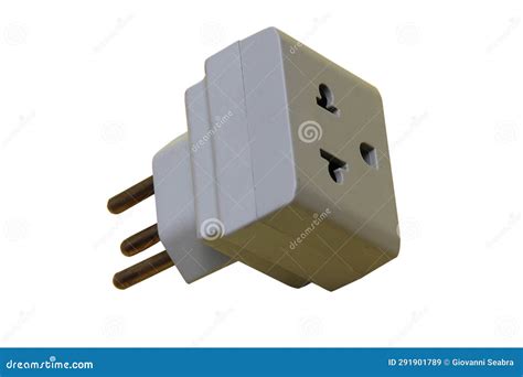 Socket Adapter Electrical Power Source Object For Electronics Isolated On White Background Stock