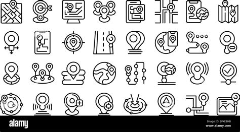 Geolocation Icons Set Outline Vector Gps Pin Map Phone Stock Vector Image Art Alamy