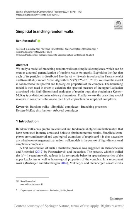 simplicial branching random walks