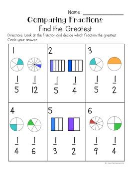 Comparing Unit Fractions Cards FREE By A Grace Filled Classroom TpT