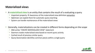 Accelerating Query Processing With Materialized Views In Apache Hive Ppt