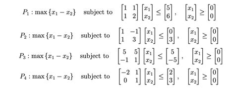 solved consider the following four linear programs answer