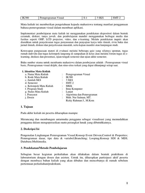 Silabus Pemrograman Visual Pdf