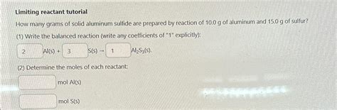 Solved Limiting Reactant Tutorial Nhow Many Grams Of Solid