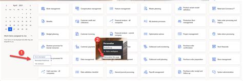 how to hide and unhide workspaces on the d365 finance and operations