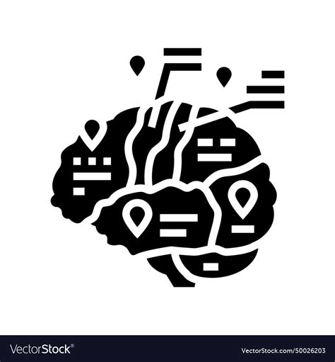 Brain Mapping Neuroscience Neurology Glyph Icon Vector Image