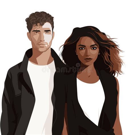 White Man Black Woman Date Vector Flat Isolated Illustration Stock