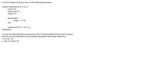 Solved Given The Following Boolean Expressions Write A Chegg