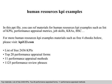 Human Resources Kpi Examples Ppt