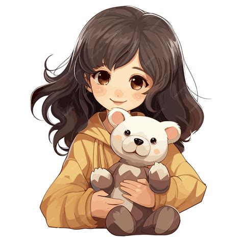 Anime Girl Hugging Teddy Bear